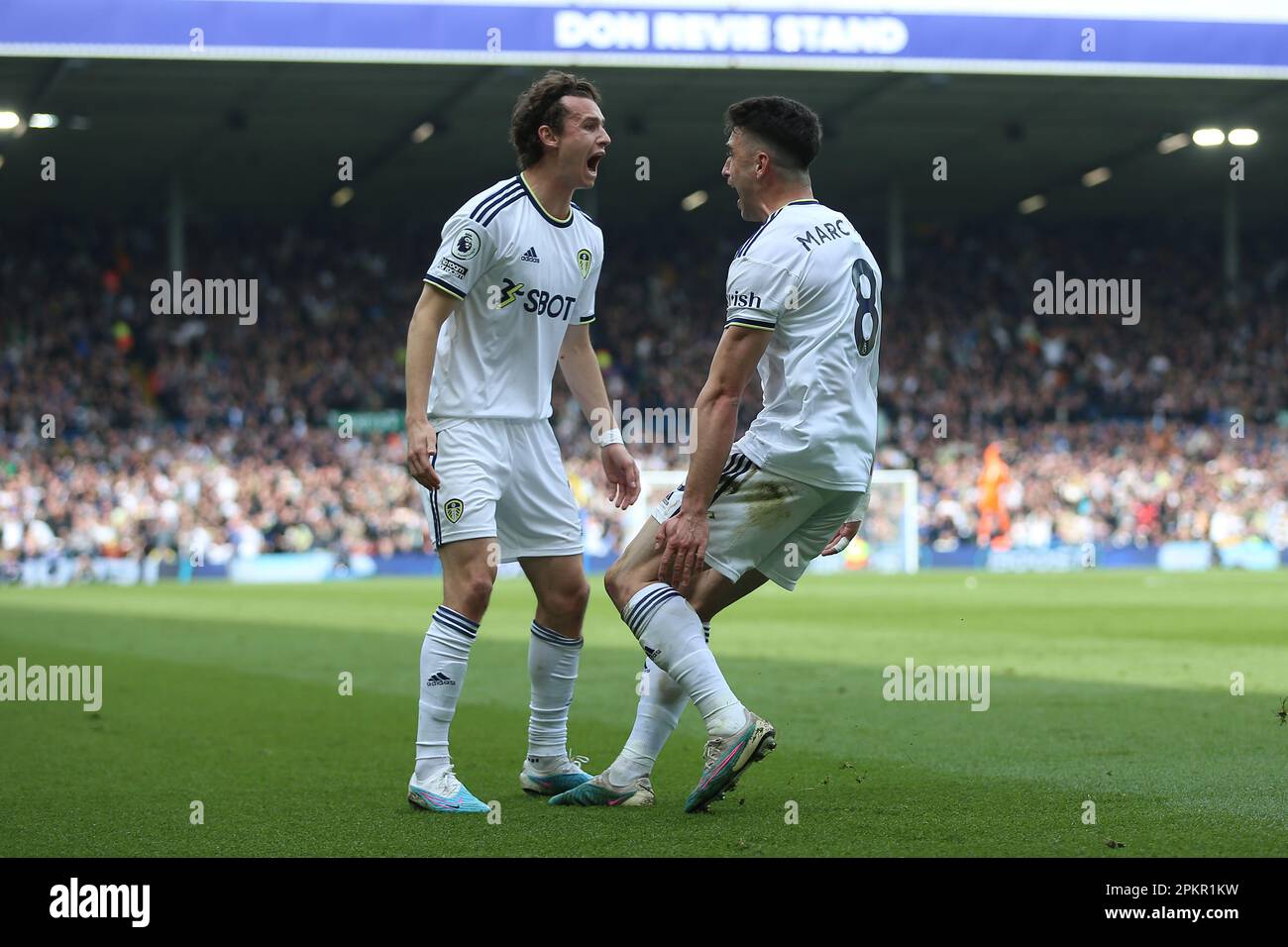 Leeds United’s Marc Roca (right) celebrates their sides first goal ...