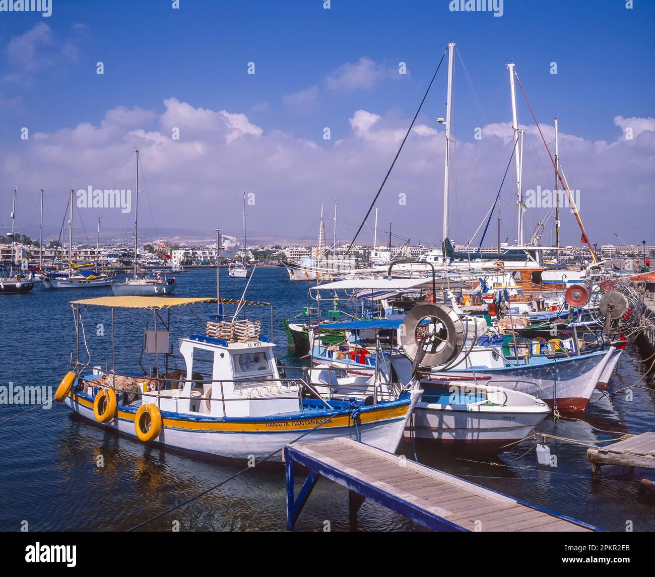 The historic Paphos harbour and small boat marina Stock Photo - Alamy