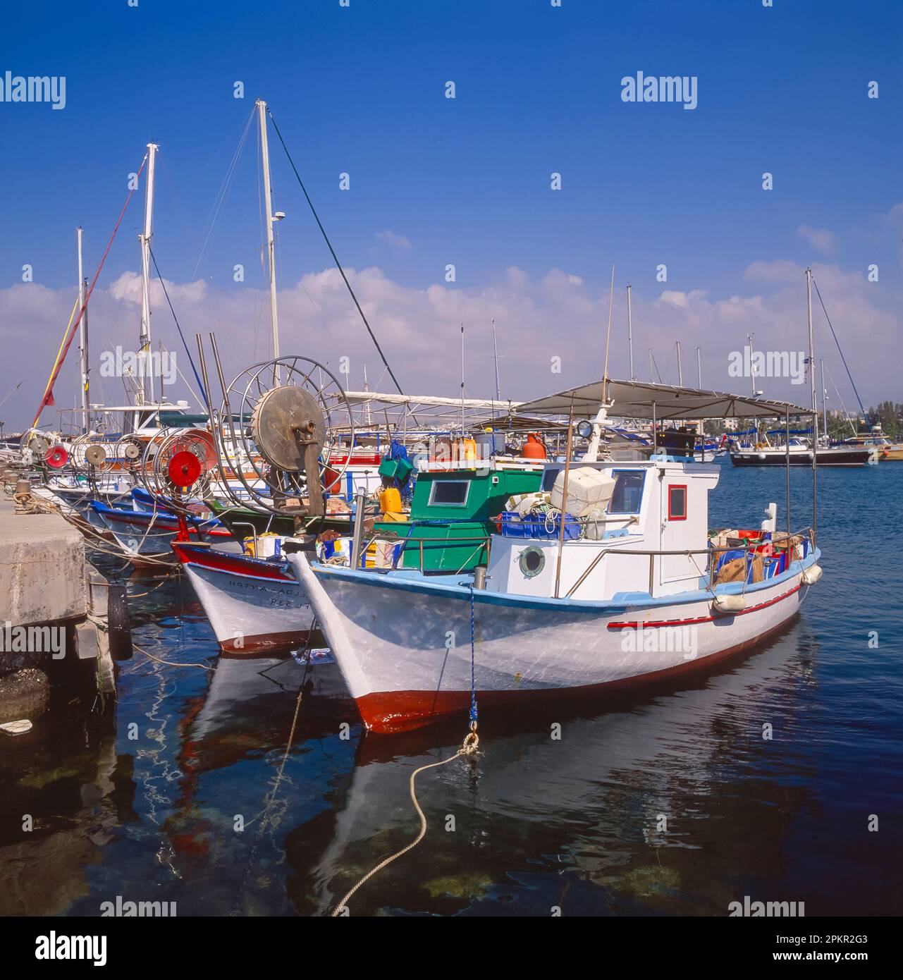 The historic Paphos harbour and small boat marina Stock Photo - Alamy