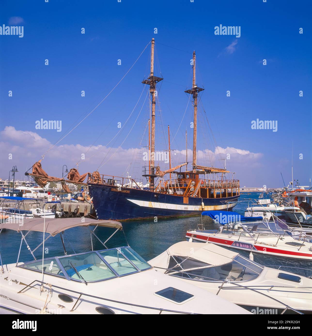 The historic Paphos harbour and small boat marina Stock Photo - Alamy