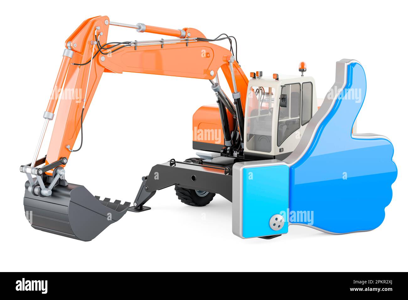 Excavator with like icon, 3D rendering isolated on white background ...