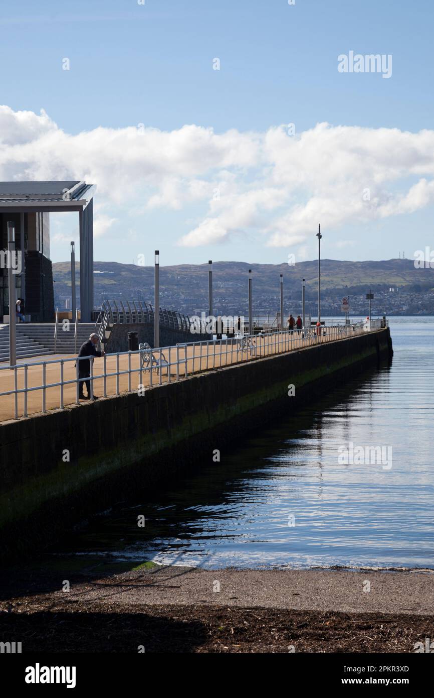 View of Helensburgh Pier on the River Clyde Scotland, with the leisure ...