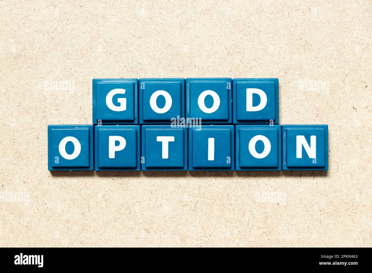 Tile alphabet letter in word good option on wood background Stock Photo ...