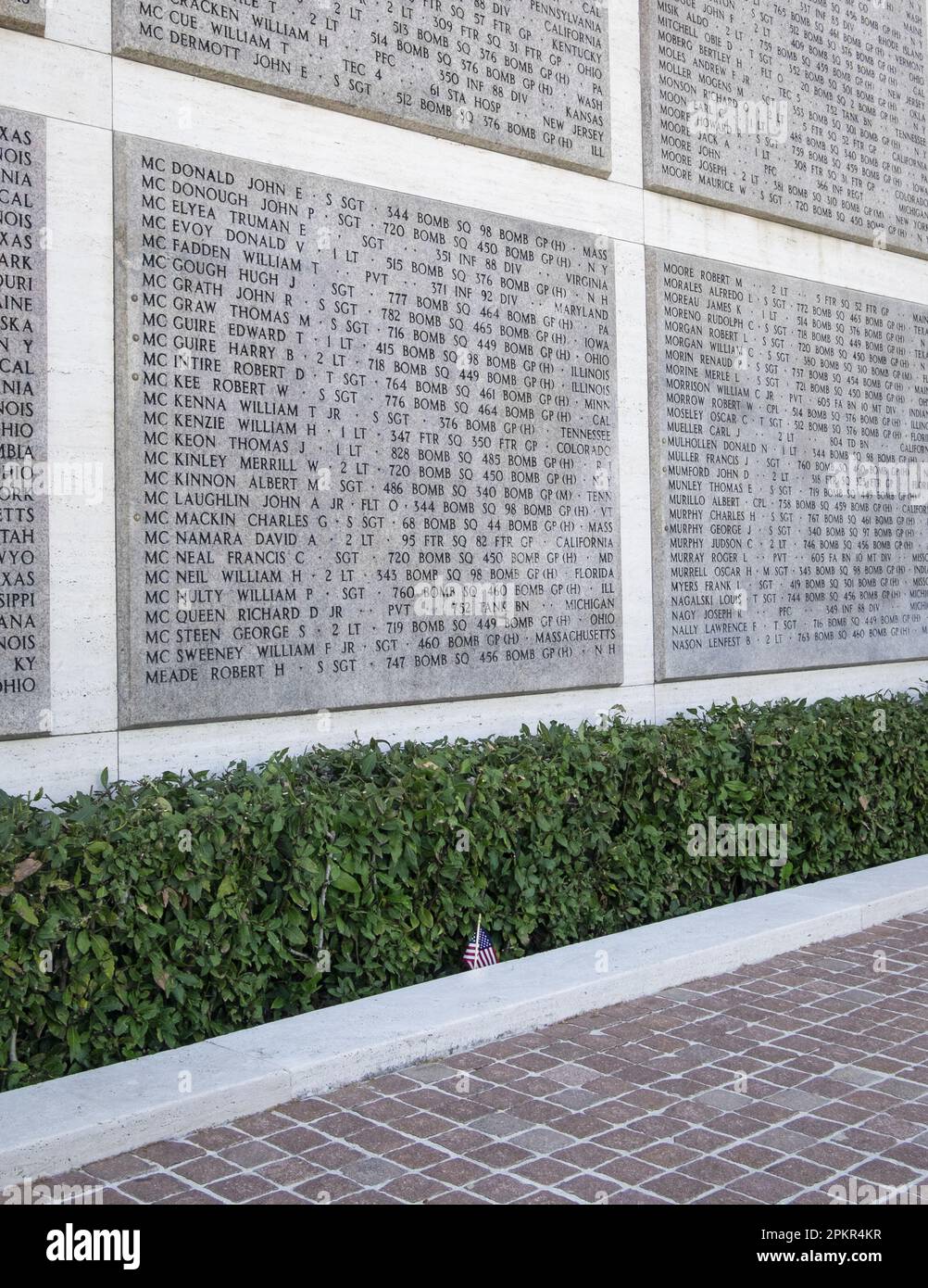 Names Of Fallen Soldiers At American Cemetery Of Florence Impruneta