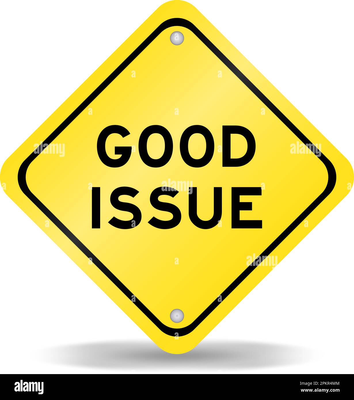 Yellow color transportation sign with word good issue on white ...