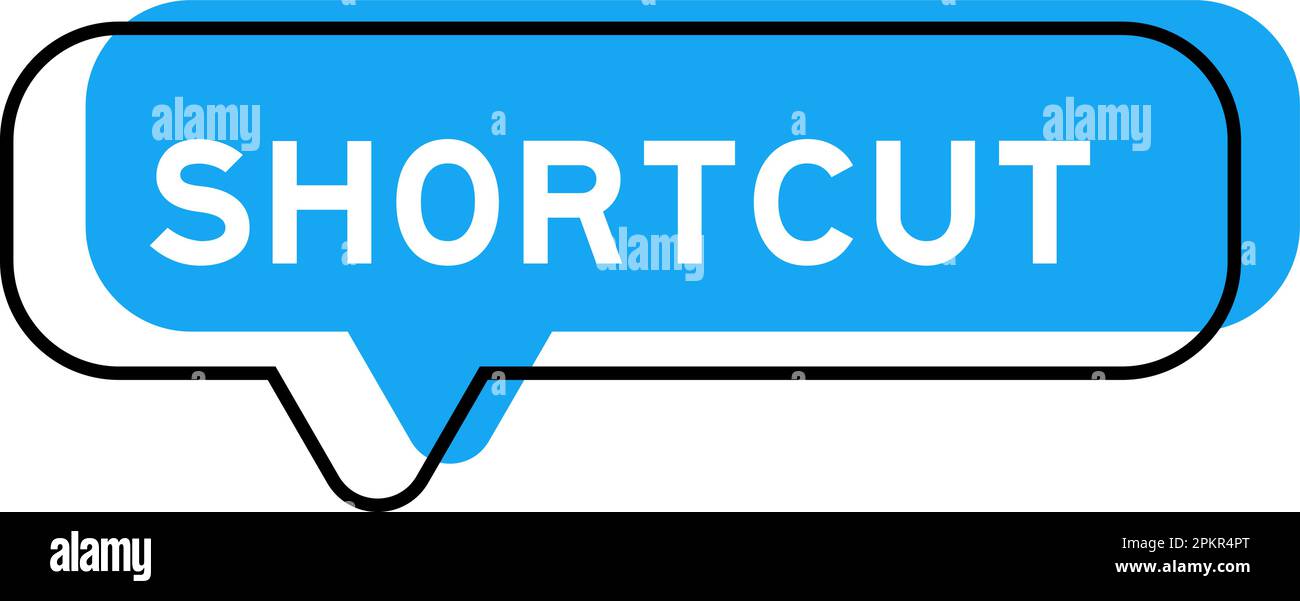 Speech banner and blue shade with word shortcut on white background ...