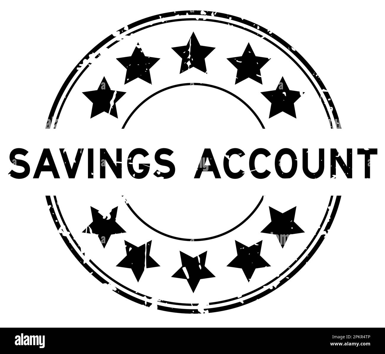 Grunge black saving account word with star icon round rubber seal stamp ...