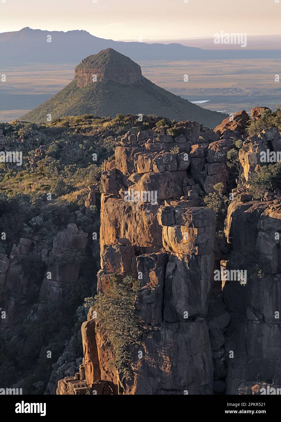 Dolerite columns in the early morning light of the Valley of Desolation ...