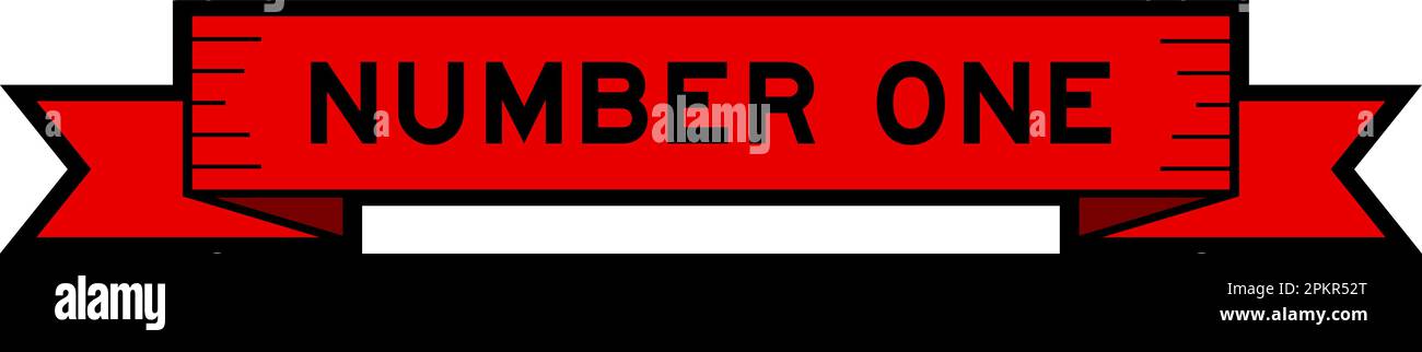Ribbon label banner with word number one in red color on white ...