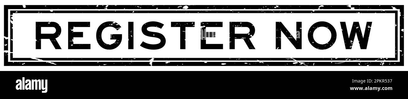 Grunge black register now word square rubber seal stamp on white background Stock Vector Image ...