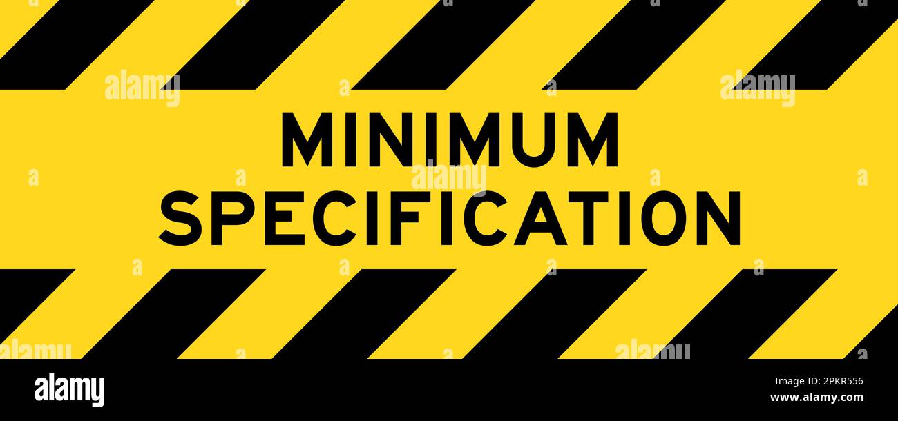 Yellow and black color with line striped label banner with word minimum ...