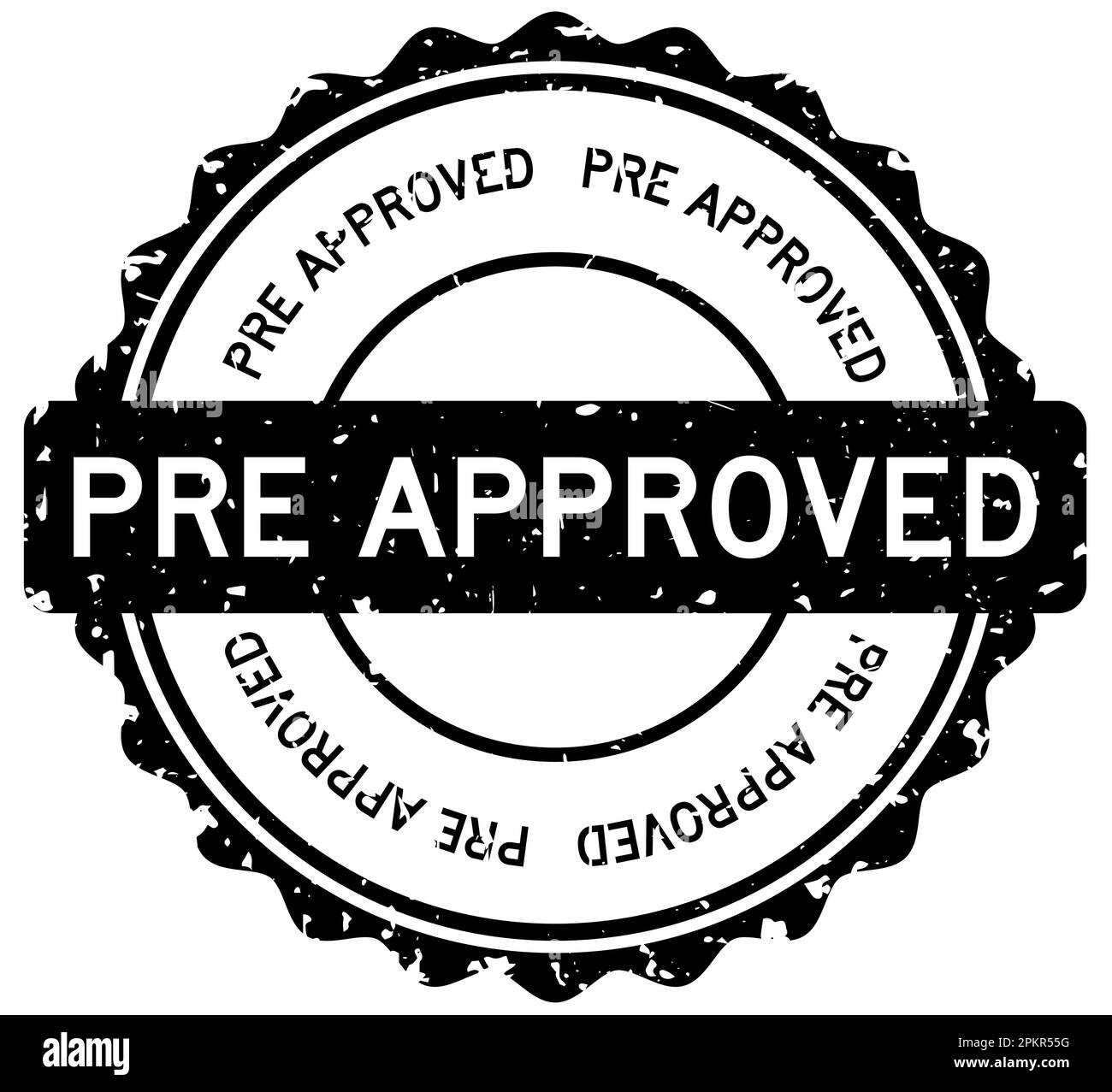 Grunge black pre approved word round rubber seal stamp on white ...