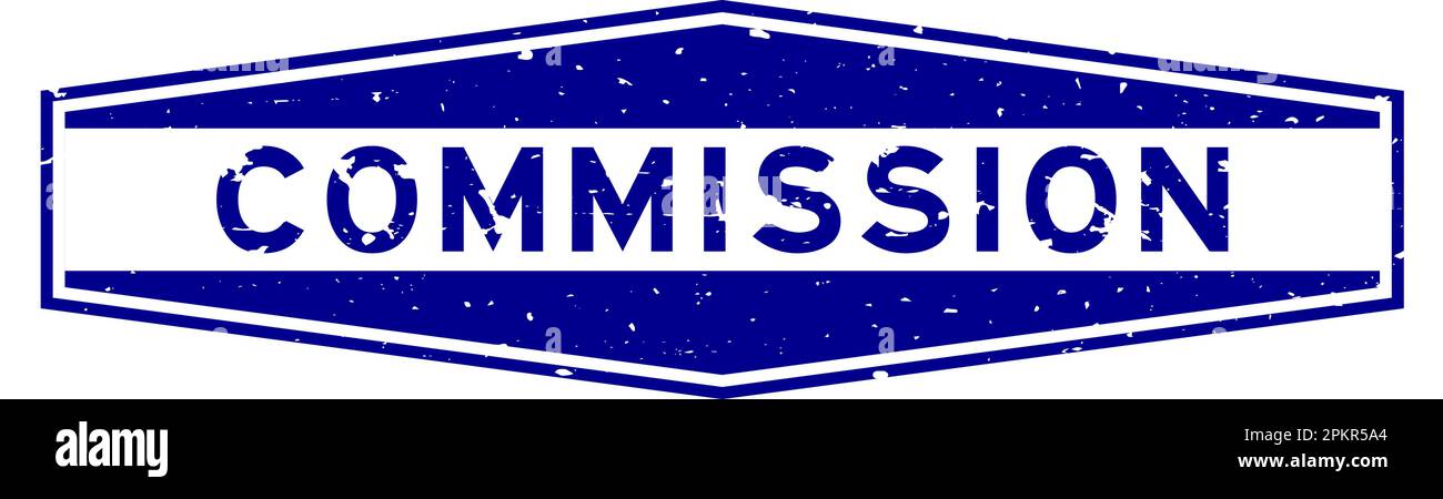 Grunge blue commission word hexagon rubber seal stamp on white background Stock Vector Image ...