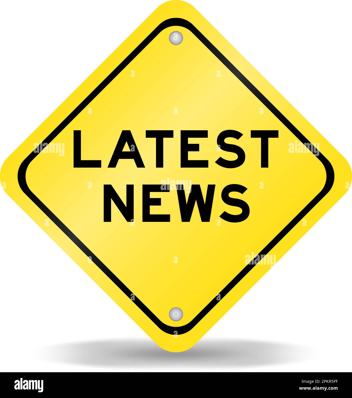 Yellow color transportation sign with word latest news on white ...