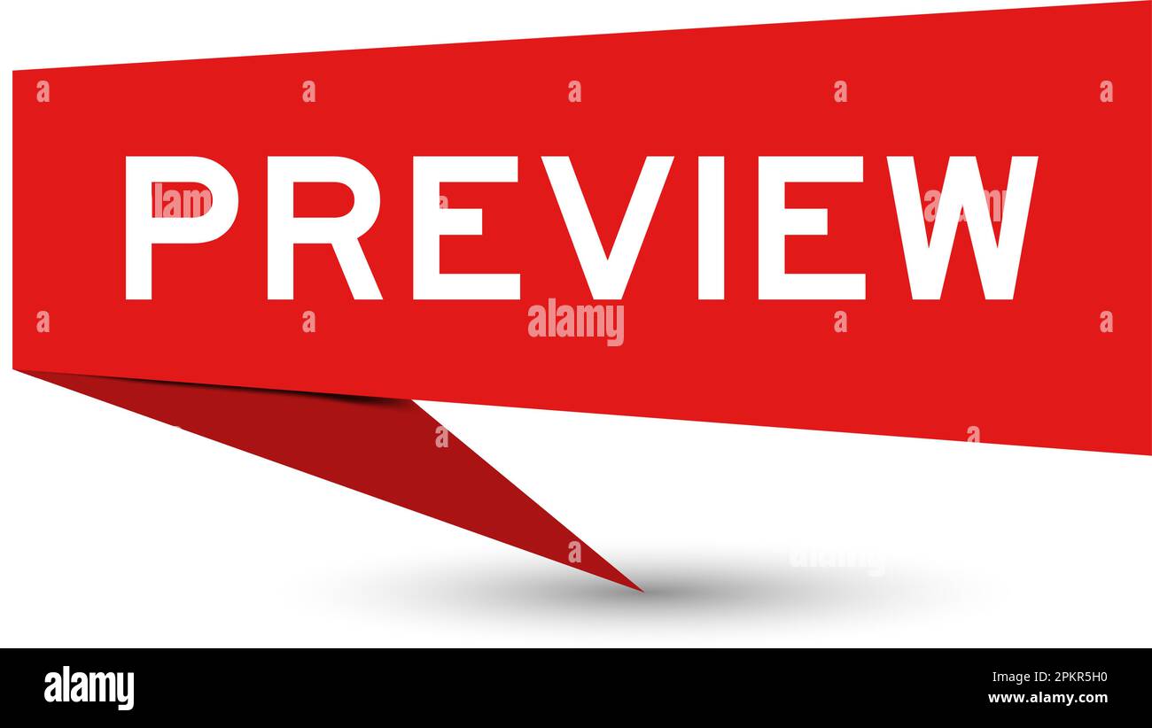 Red color speech banner with word preview on white background Stock ...