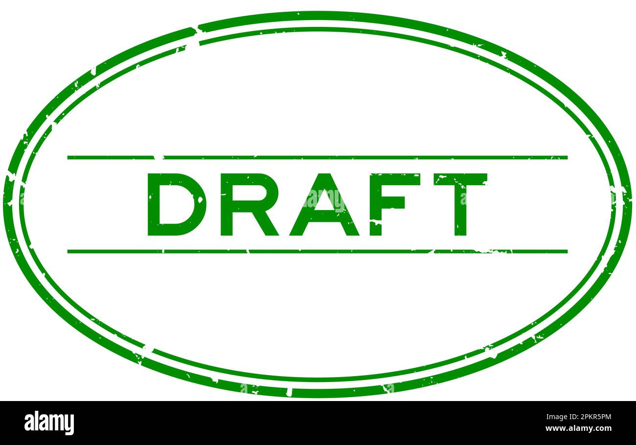 Grunge green draft word oval rubber seal stamp on white background ...