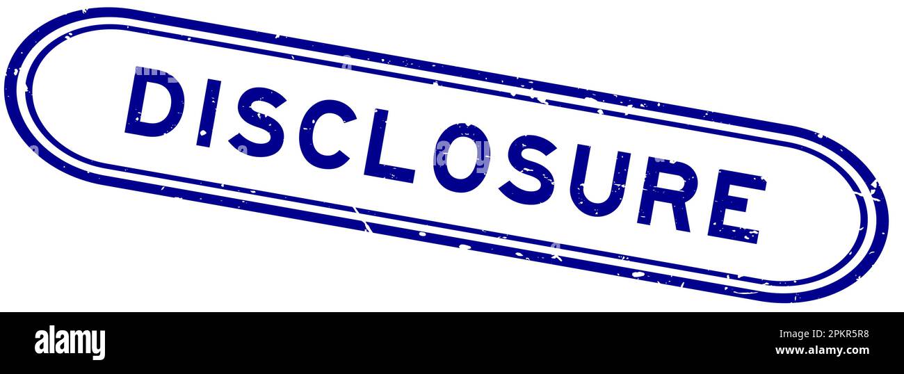 Grunge blue disclosure word rubber seal stamp on white background Stock ...