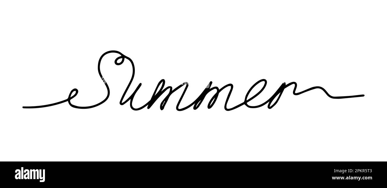 One line lettering of Summer isolated on white background. Vector ...