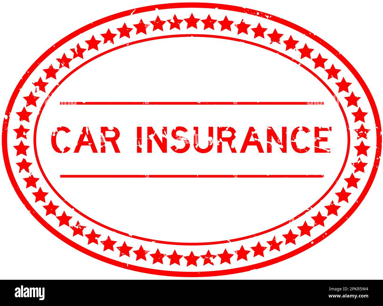 Grunge red car insurance word oval rubber seal stamp on white ...