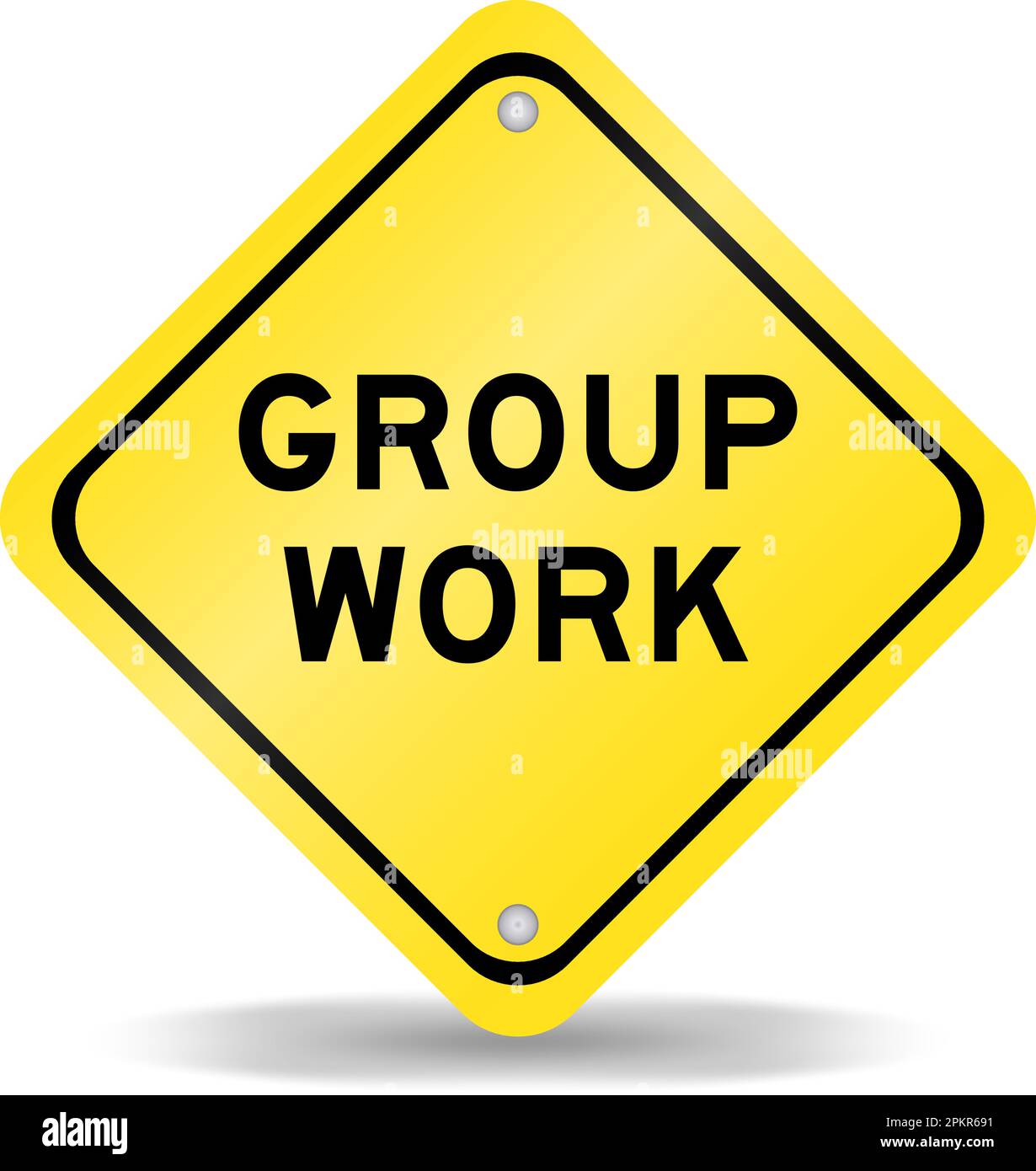 Yellow color transportation sign with word group work on white ...