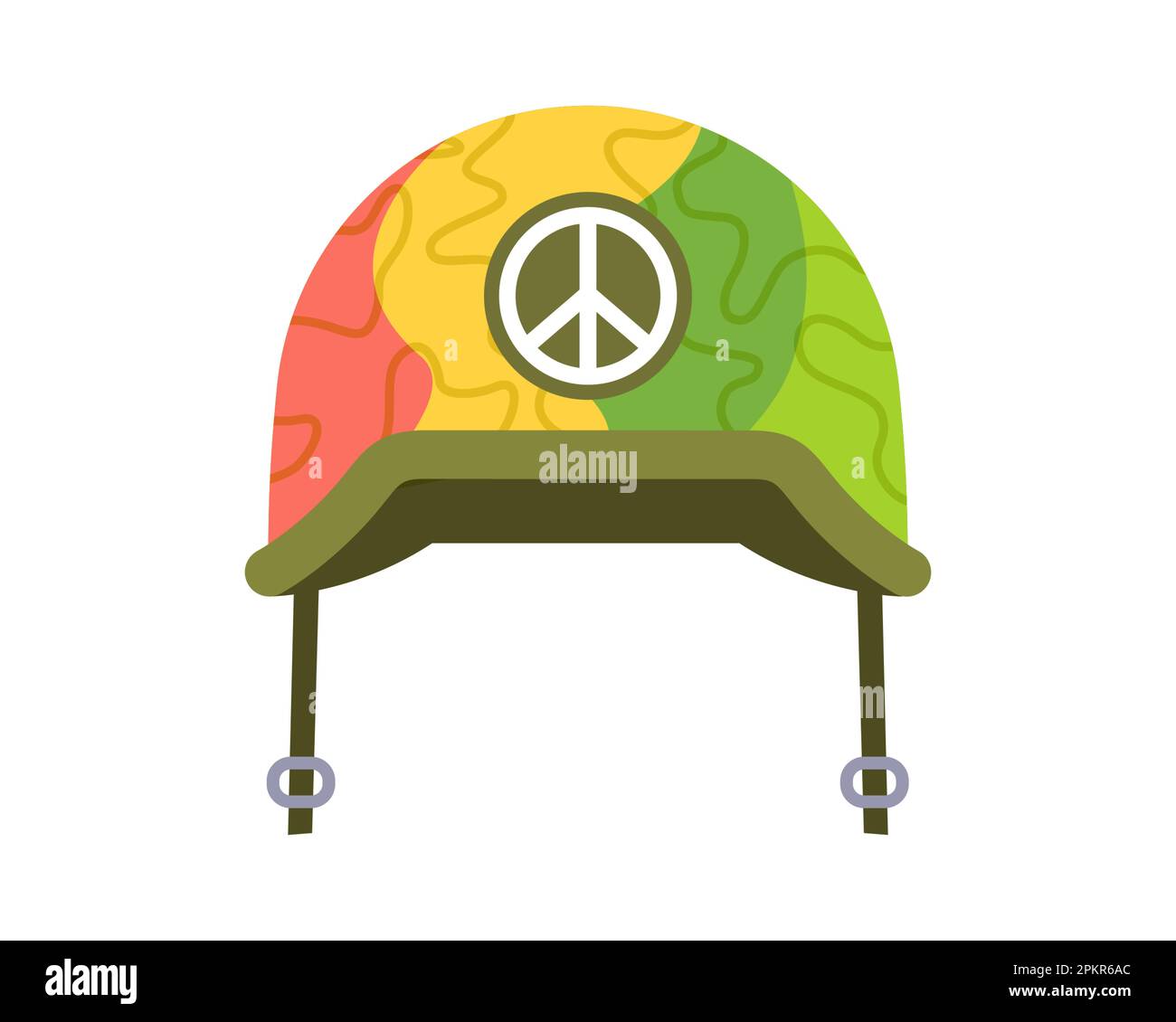 peacekeeper helmet with peace sign. rainbow military helmet. flat ...