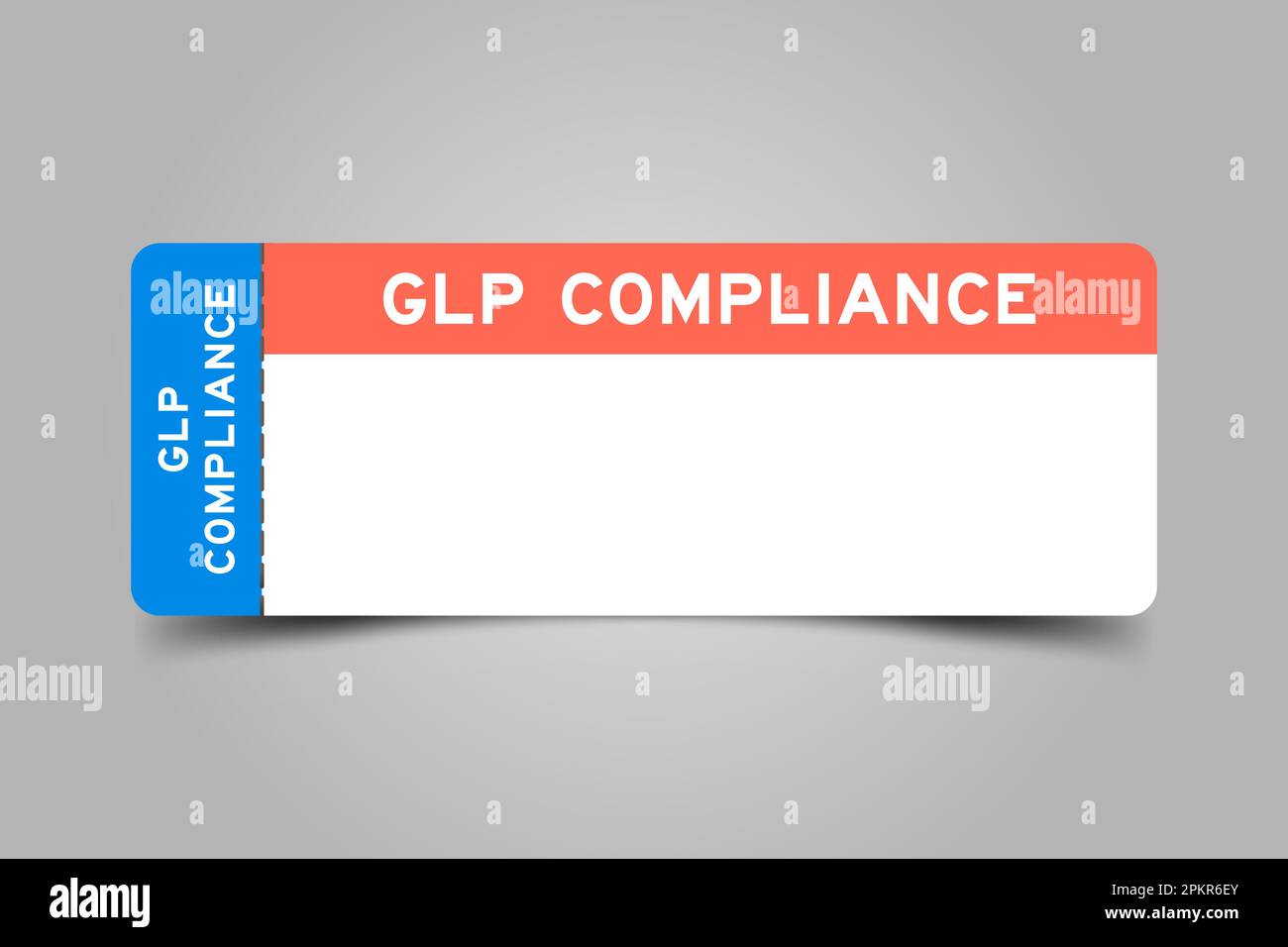 Blue and orange color ticket with word GLP (Abbreviation of Good ...