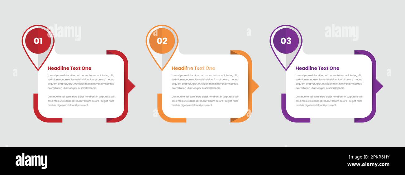 Steps infographic presentation with map pin icon and abstract shape ...