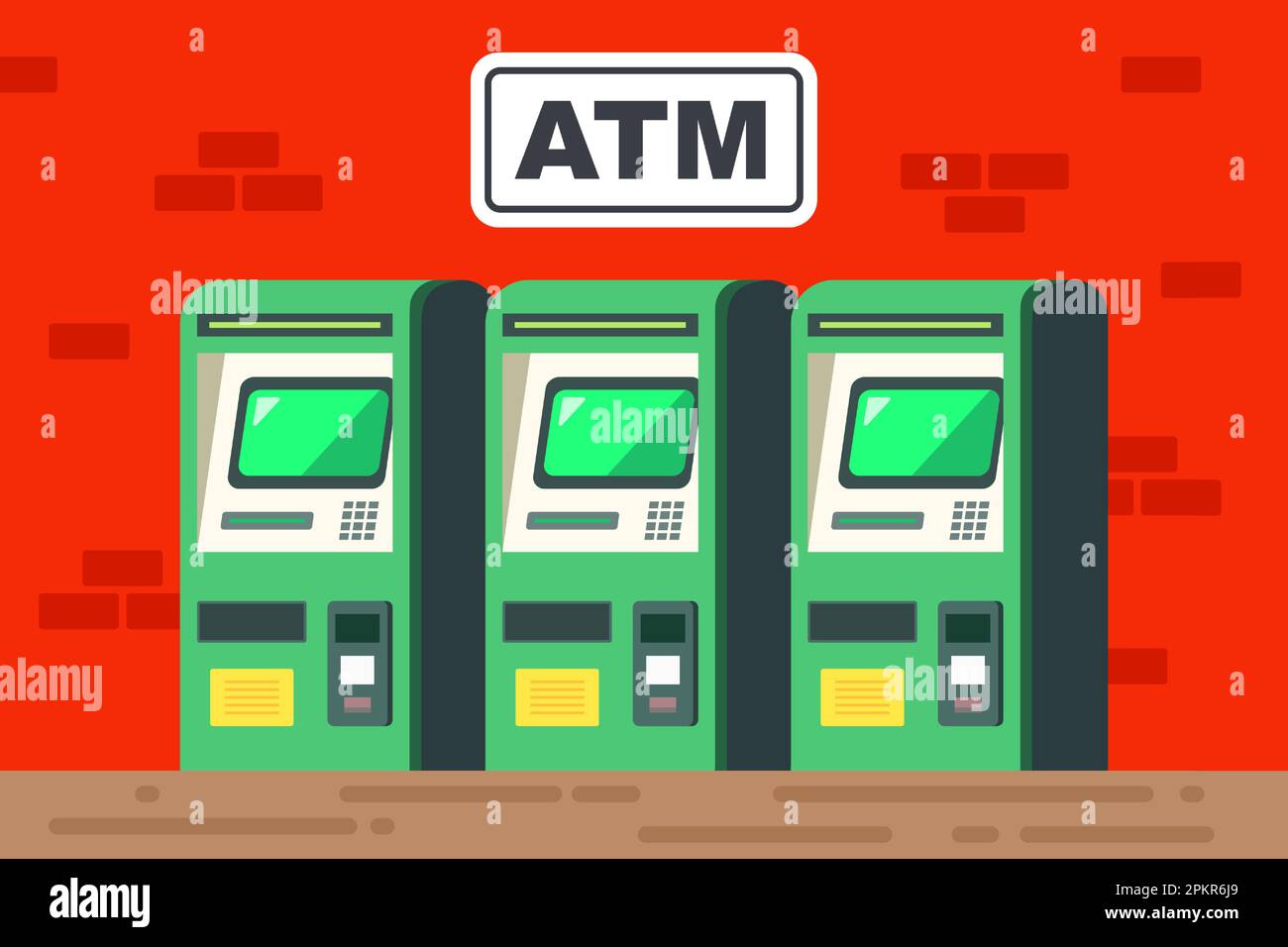 green ATM with cash withdrawal screen. flat vector illustration Stock Vector Image & Art - Alamy