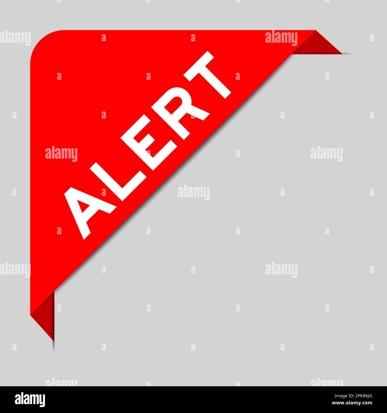 Red color of corner label banner with word alert on gray background ...