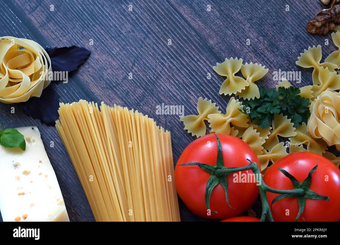 Various pasta. Cooking concept. Top view Stock Photo - Alamy