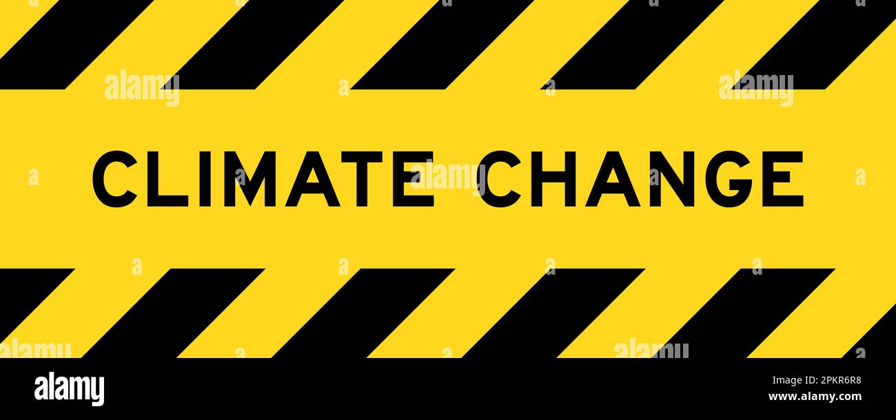 Yellow and black color with line striped label banner with word climate ...