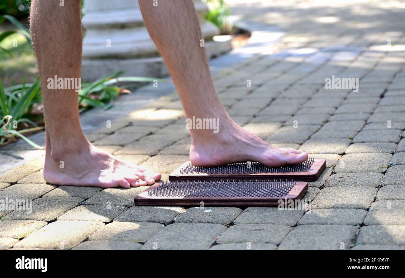 Alternative medicine and Mindfulness practice, needle standing ...