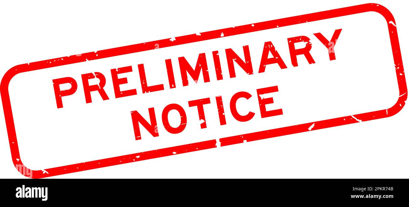 Grunge red preliminary notice word square rubber seal stamp on white ...