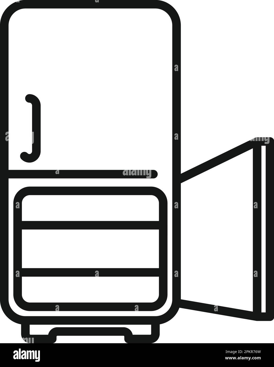 Open fridge freezer icon outline vector. Home work. Cooler ice Stock ...