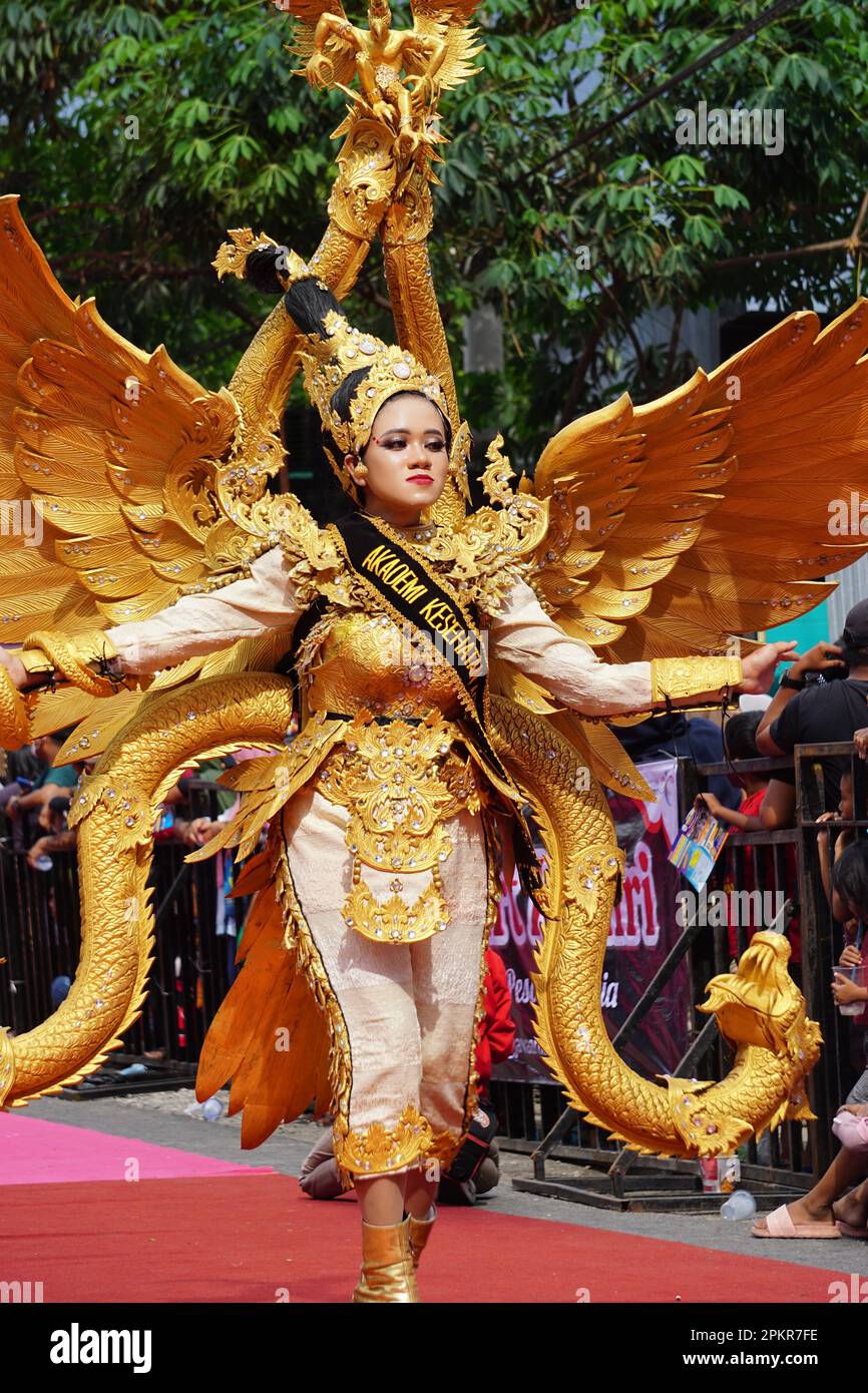 The participant in Biro Fashion Carnival. This is one of the Indonesian costume carnivals Stock ...