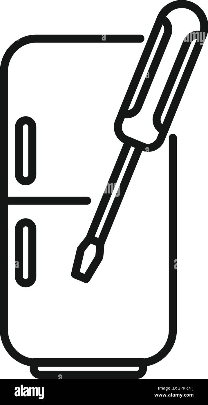 Repair fridge icon outline vector. Electric service. Cooler gear Stock ...