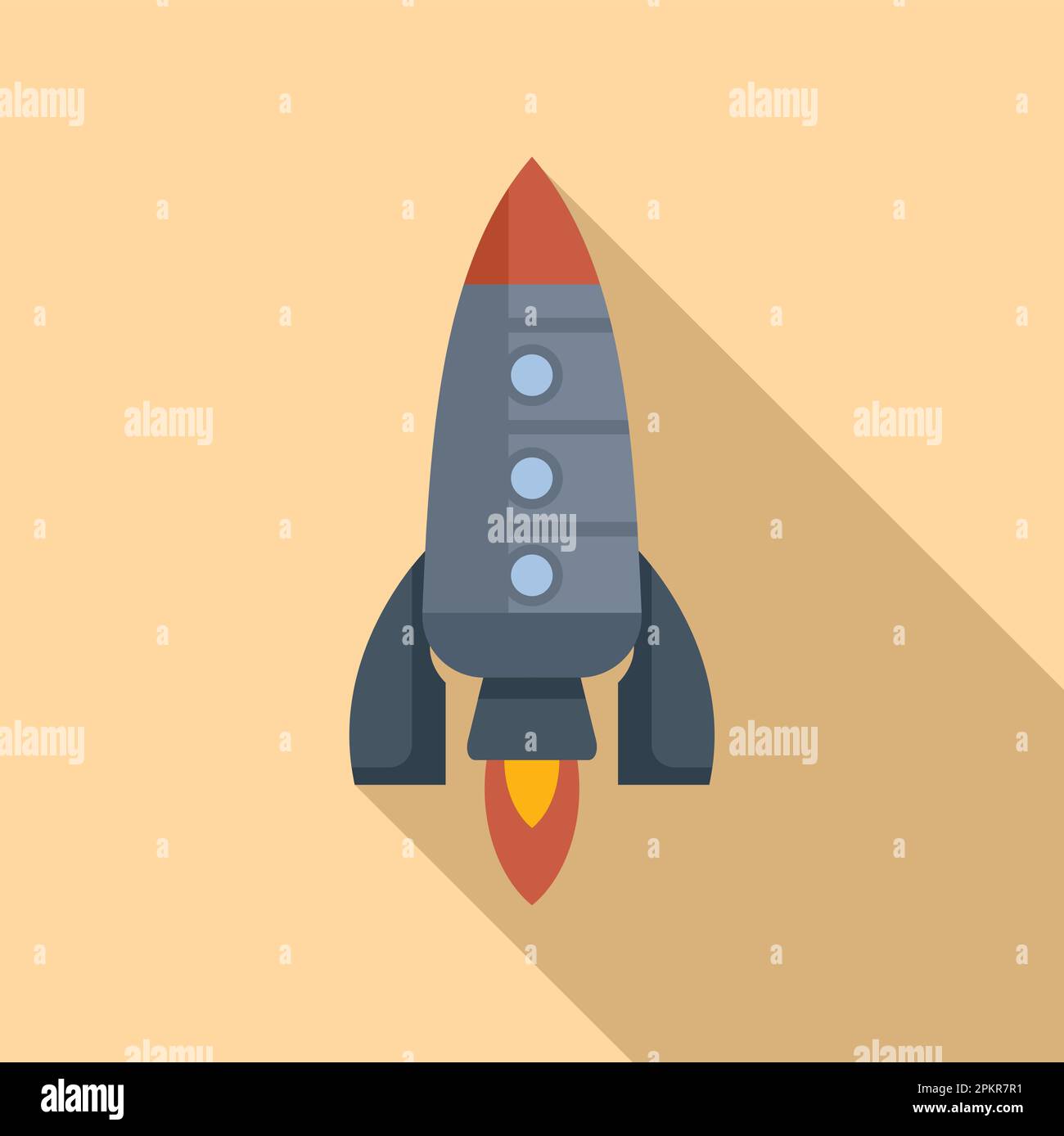 Rocket space icon flat vector. Spaceship launch. Smoke idea Stock ...