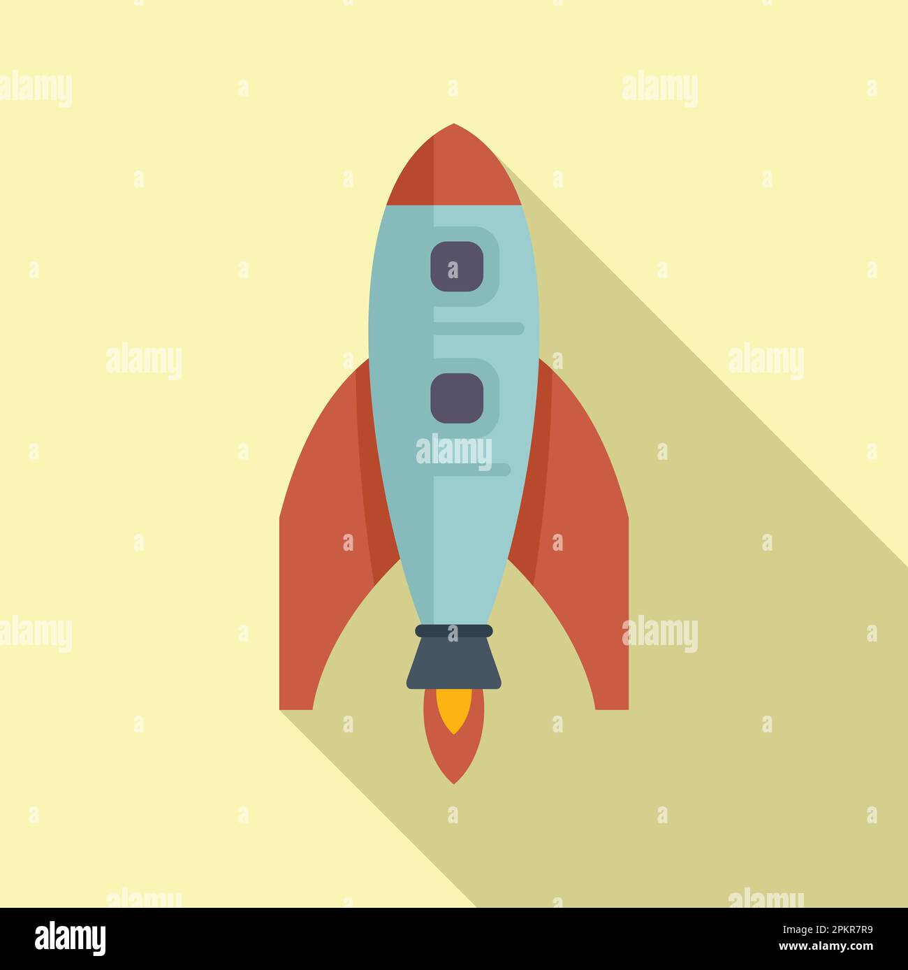 Spaceship icon flat vector. Rocket space. Fire start Stock Vector Image ...