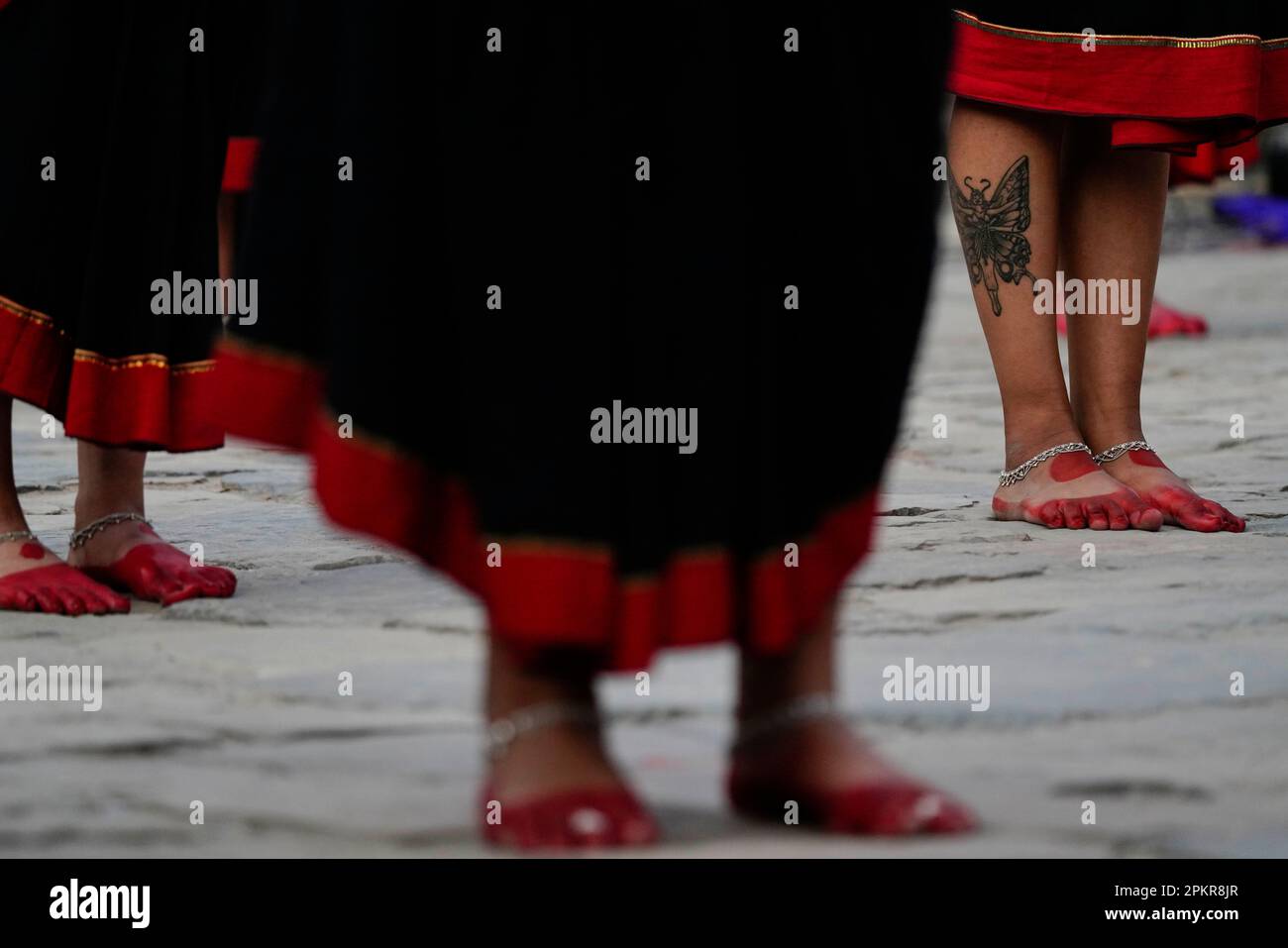 April 9, 2023, Bhaktapur, Nepal: Nepalese women dressed in cultural ...