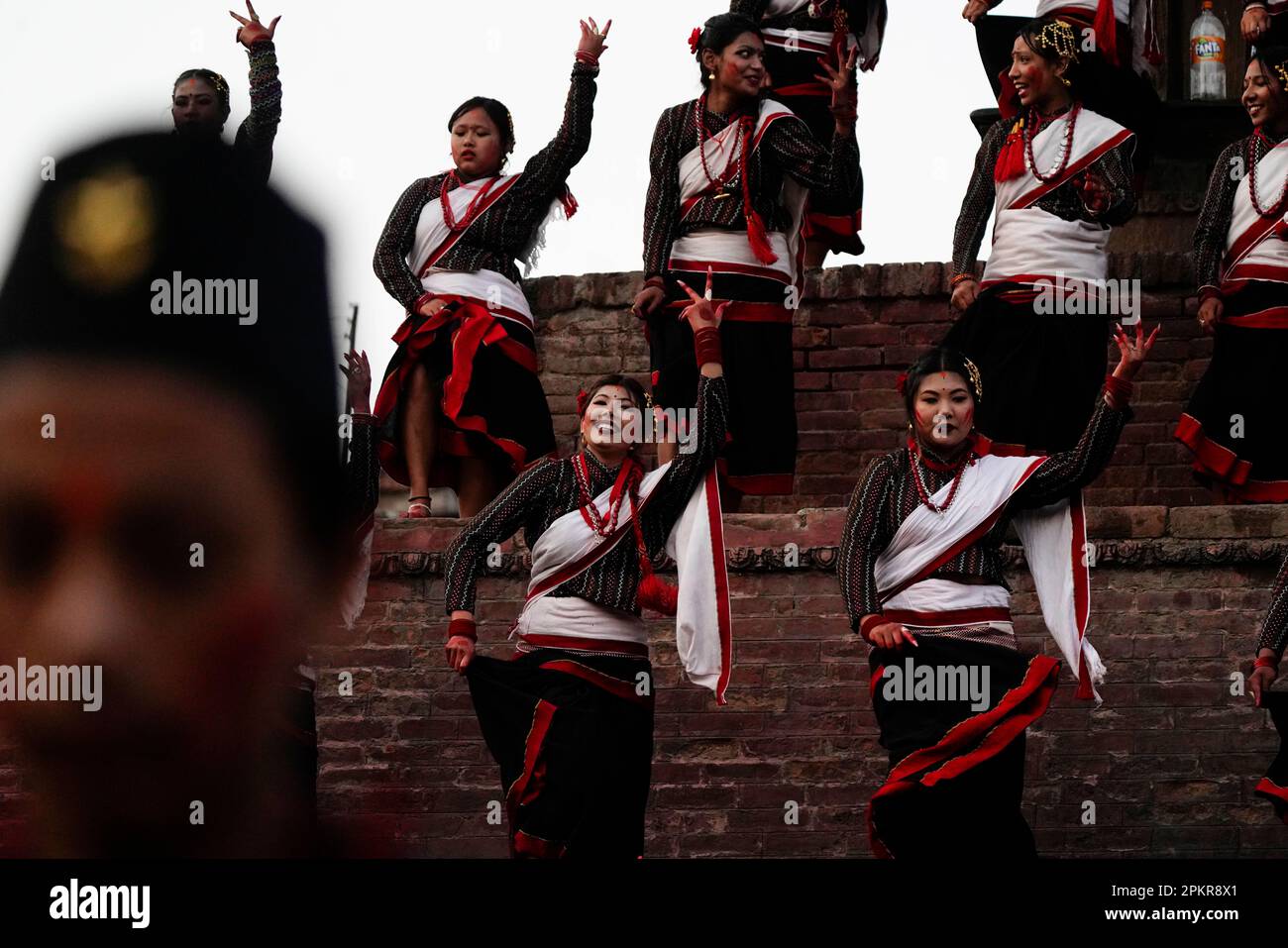 Kathmandu, Nepal. 9th Apr, 2023. Nepalese women dressed in cultural ...