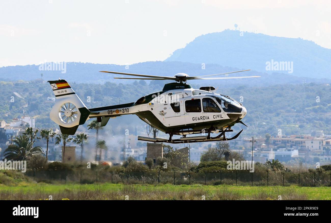 Helicopter of the Spanish Civil Guard landing at the Military Base of ...