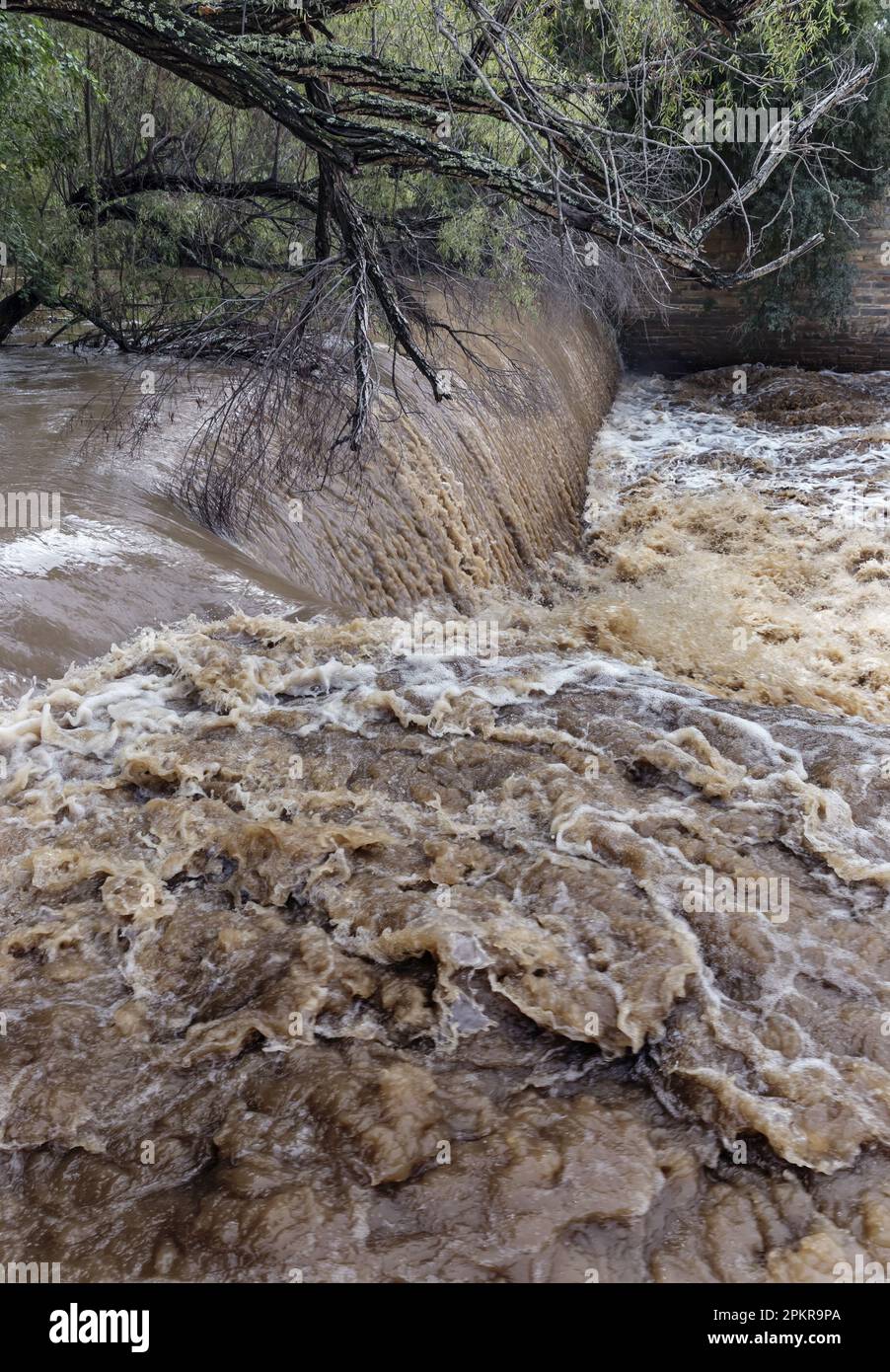 After heavy rains the Koonapriver comes down in flood and pour over a ...