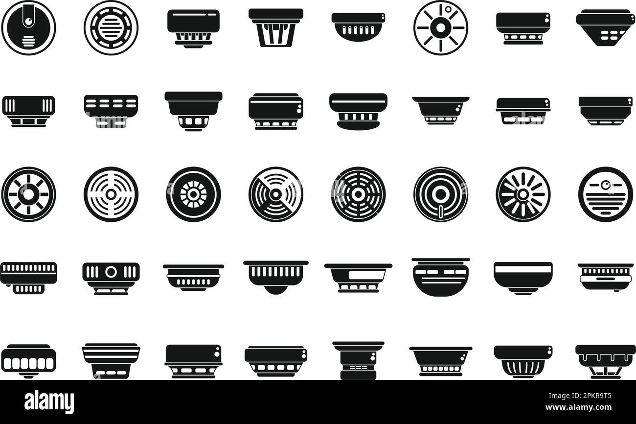Smoke detector icons set simple vector. Fire alarm. Accident danger Stock Vector Image & Art - Alamy