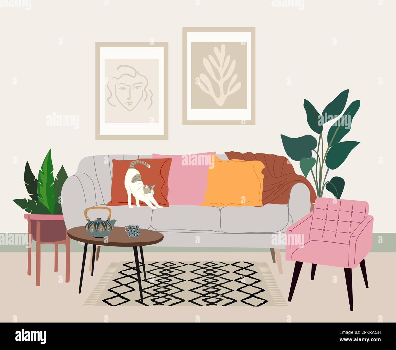 Interior home cat on Stock Vector Images - Alamy