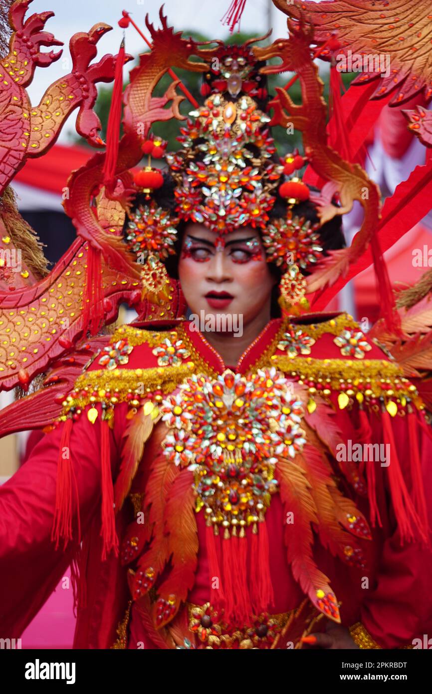 The participant in Biro Fashion Carnival. This is one of the Indonesian costume carnivals Stock ...
