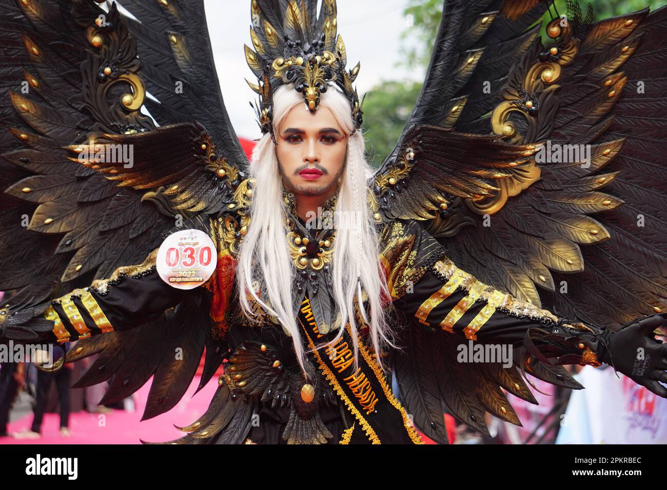 The participant in Biro Fashion Carnival. This is one of the Indonesian costume carnivals Stock ...
