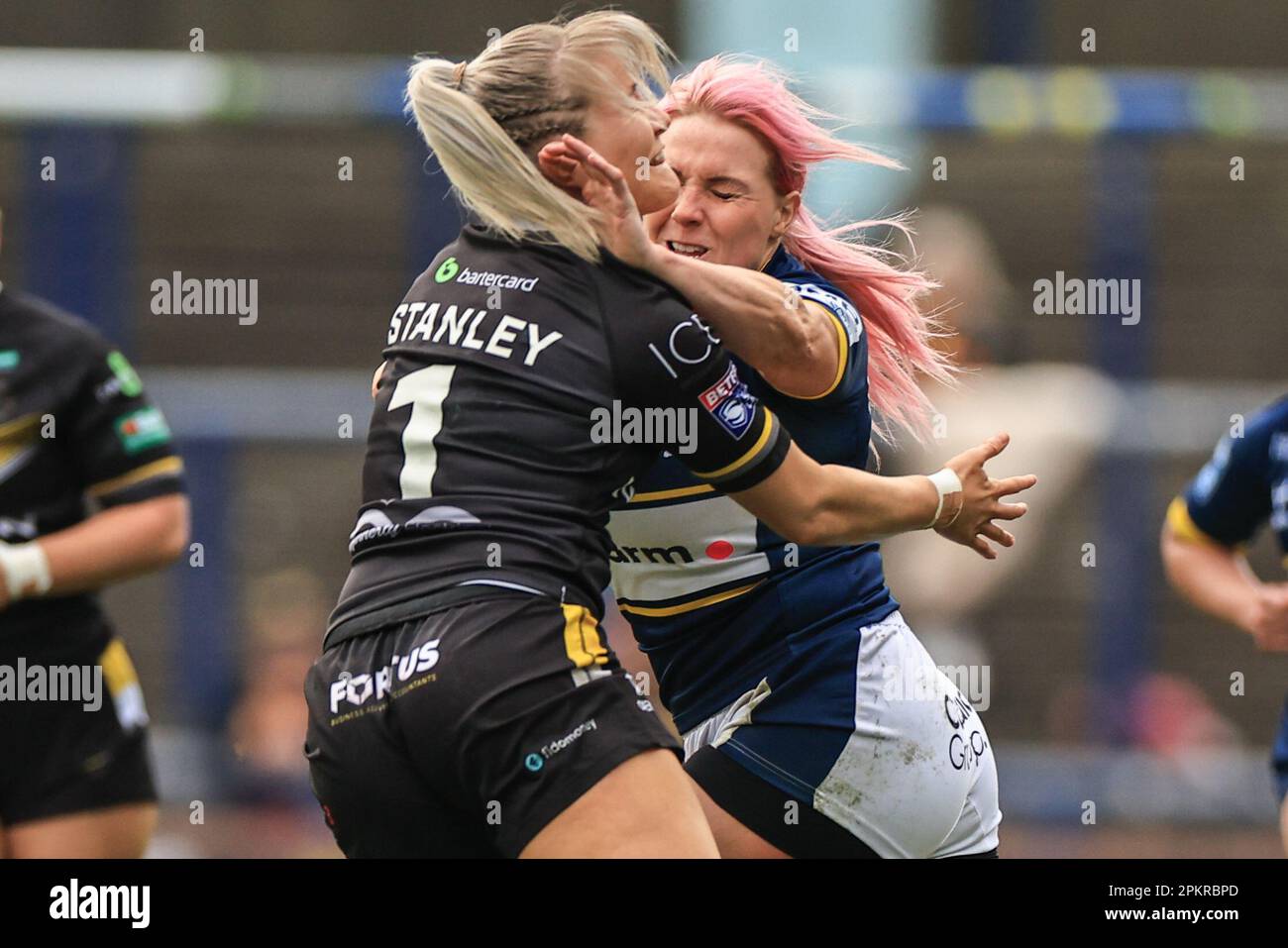 Amy Hardcastle of Leeds Rhinos hands-off Tara-Jane Stanley of York ...