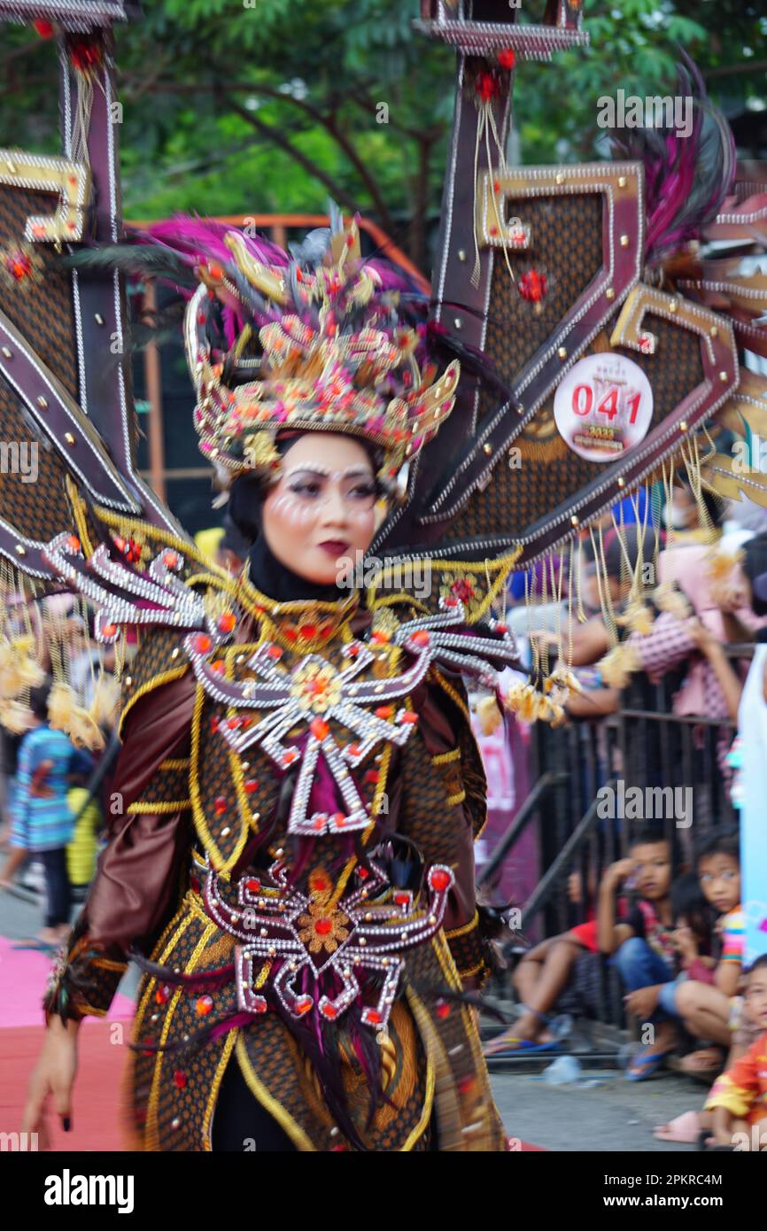 The participant in Biro Fashion Carnival. This is one of the Indonesian costume carnivals Stock ...