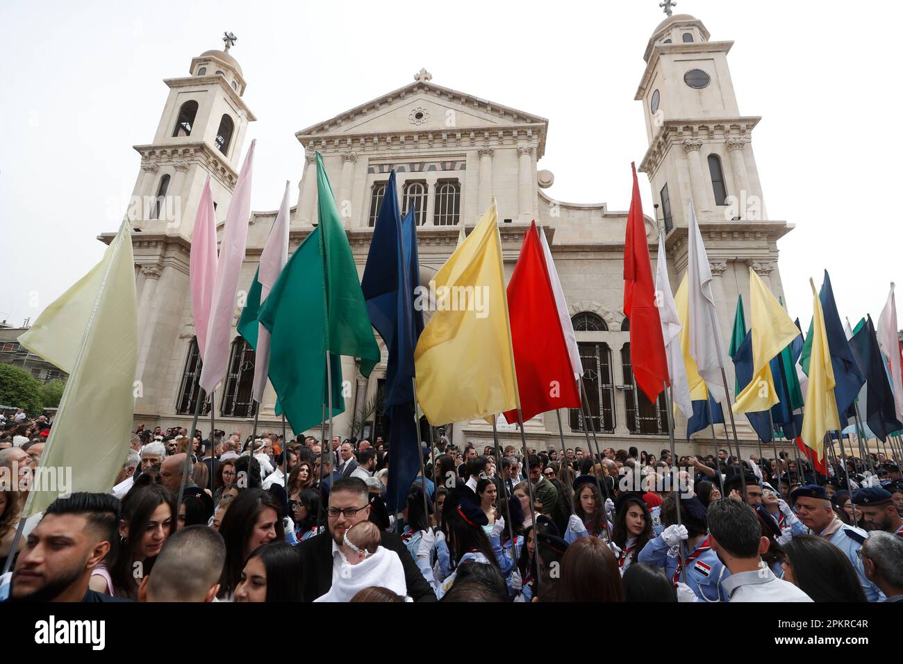 People attend Easter celebrations in Damascus, Syria, Sunday, April 9 ...