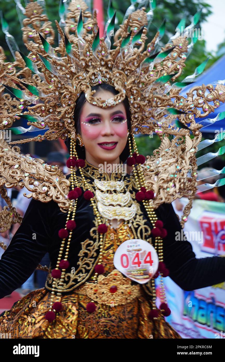The participant in Biro Fashion Carnival. This is one of the Indonesian costume carnivals Stock ...